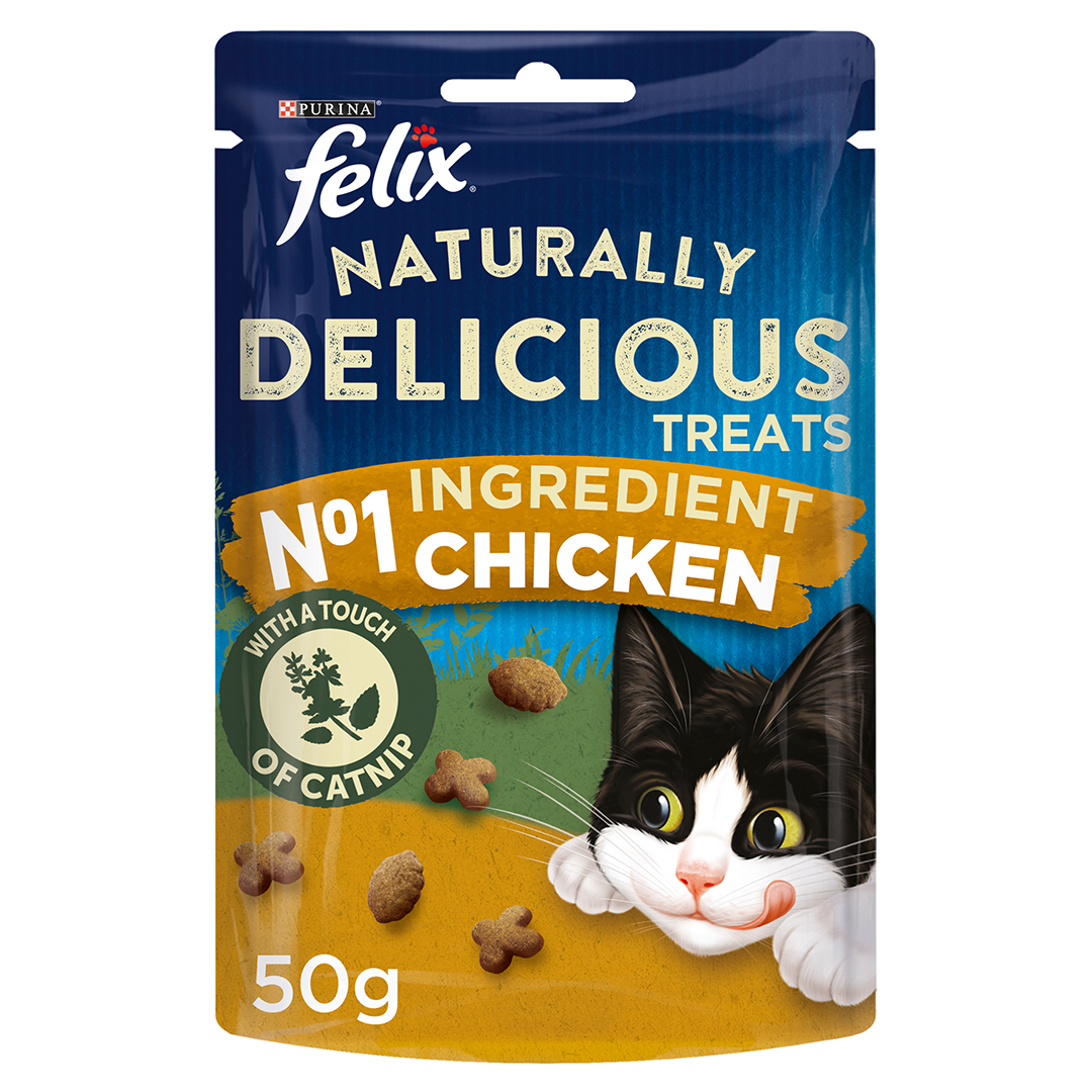 Buy Felix Naturally Delicious Chicken & Catnip Treats 50g | Save with ...
