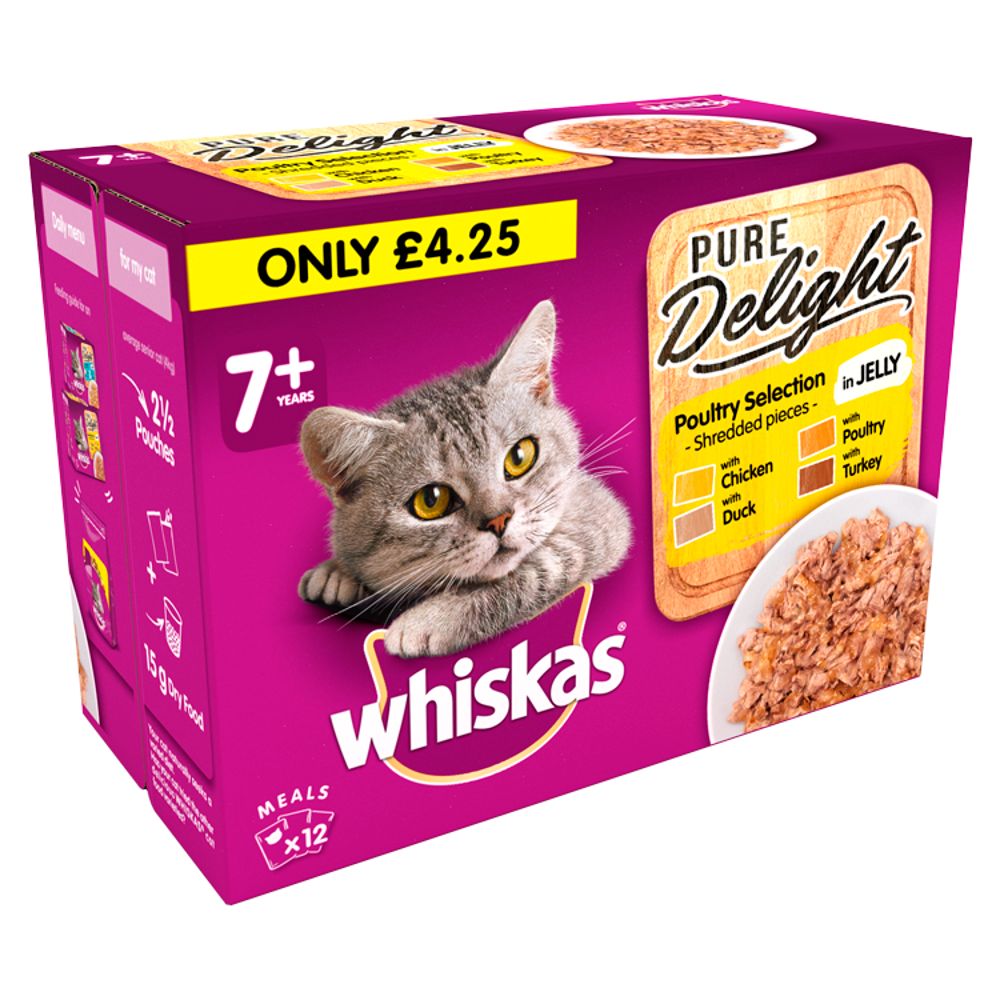 Buy Whiskas 7+ Cat Pouches Pure Delight Poultry Selection in Jelly ...